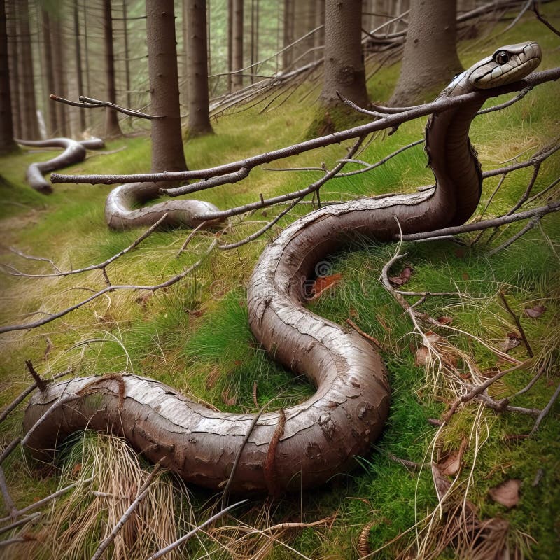 A Tree Branch that Morphs into a Slithering Snake, Gli Stock Image ...