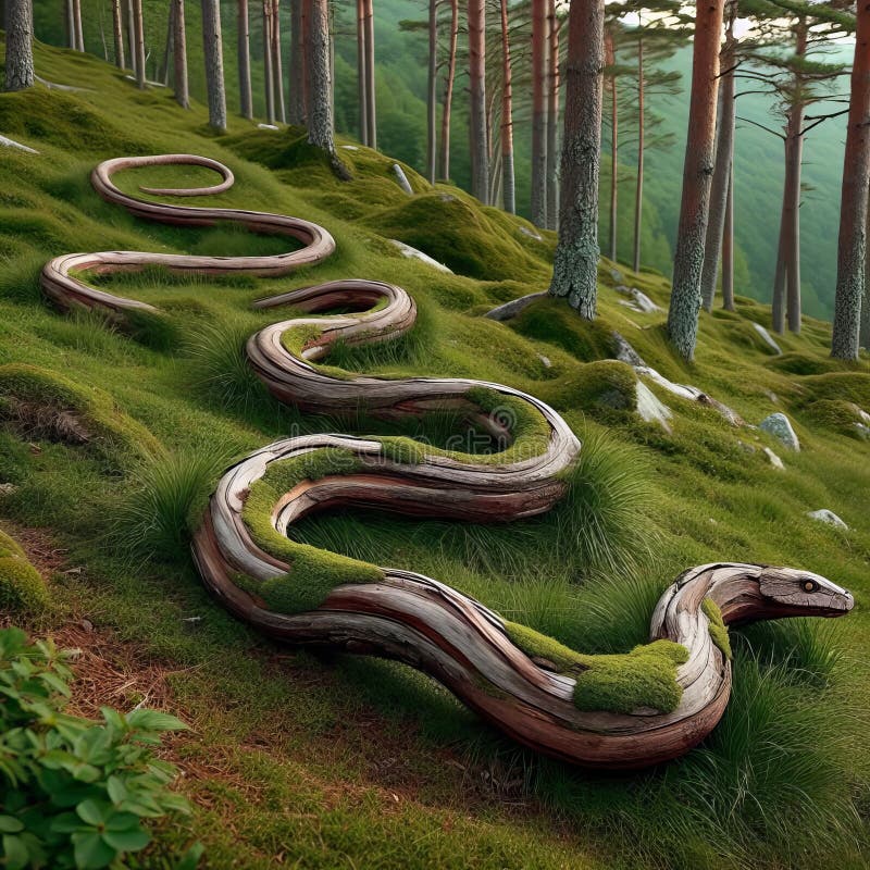 A Tree Branch that Morphs into a Slithering Snake, Gli Stock Photo ...