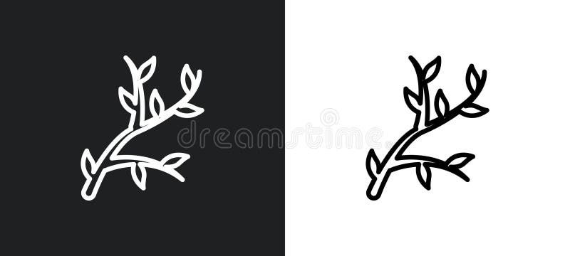 Tree Branch Outline Icon in White and Black Colors. Tree Branch Flat ...