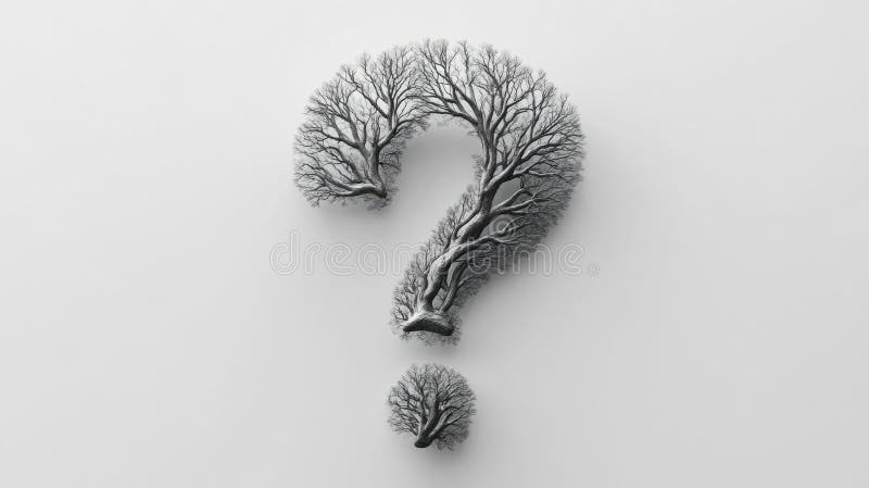 Tree-branch Question Mark on Gray Background, Symbolizing Nature S ...