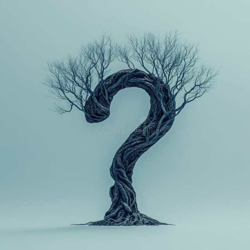 Tree-branch Question Mark on Gray Background, Symbolizing Nature S ...