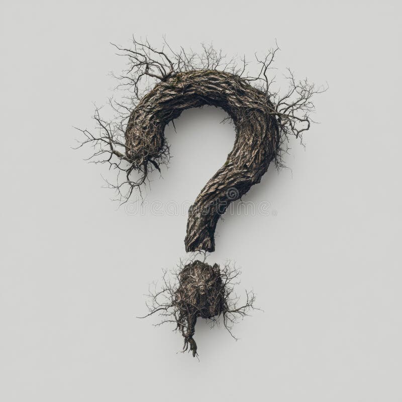 Tree-branch Question Mark on Gray Background, Symbolizing Nature S ...