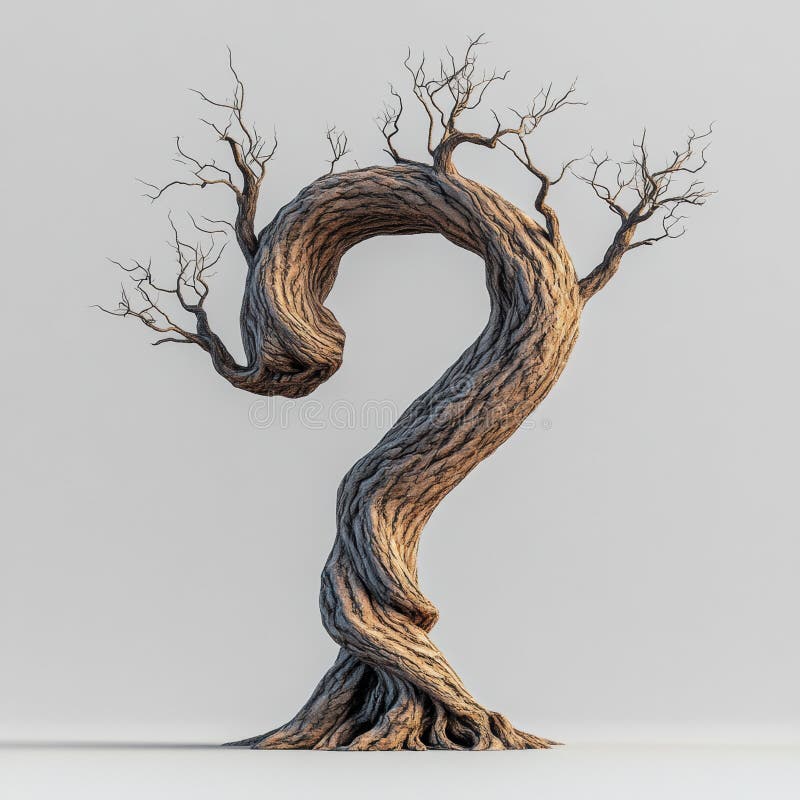 Tree-branch Question Mark on Gray Background, Symbolizing Nature S ...