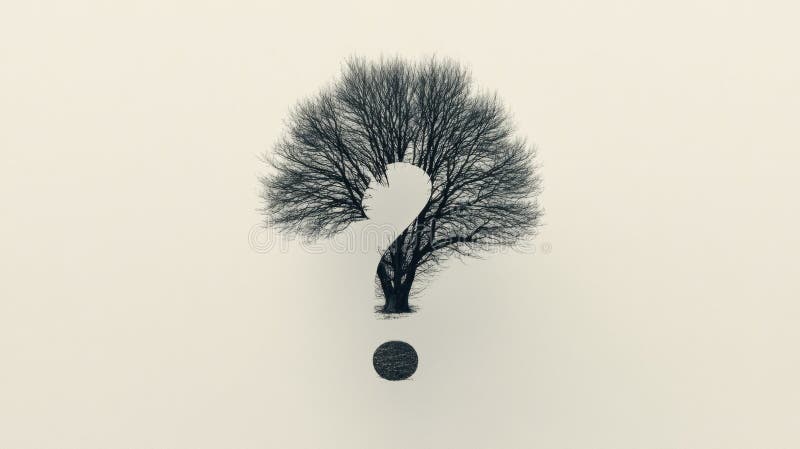 Tree-branch Question Mark on Gray Background, Symbolizing Nature S ...