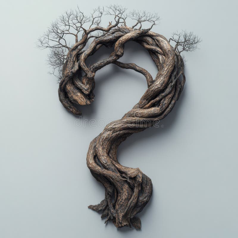 Tree-branch Question Mark on Gray Background, Symbolizing Nature S ...