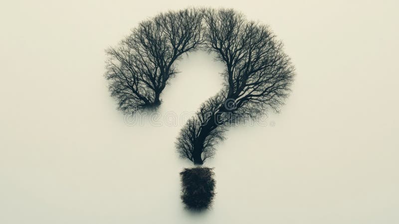Tree-branch Question Mark on Gray Background, Symbolizing Nature S ...