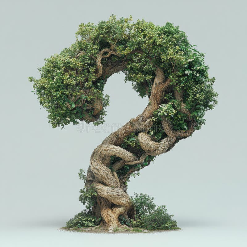 Tree-branch Question Mark on Gray Background, Symbolizing Nature S ...