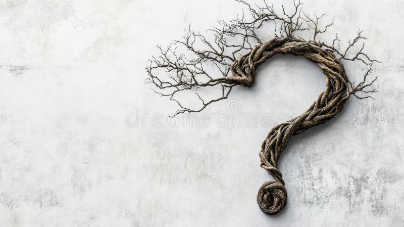 Tree-branch Question Mark on Gray Background, Symbolizing Nature S ...