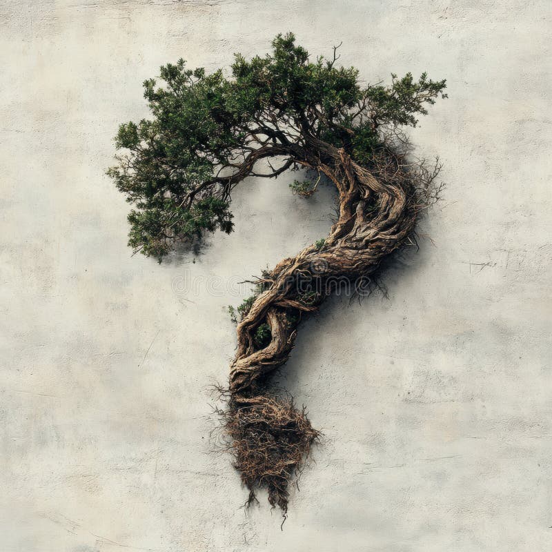 Tree-branch Question Mark on Gray Background, Symbolizing Nature S ...