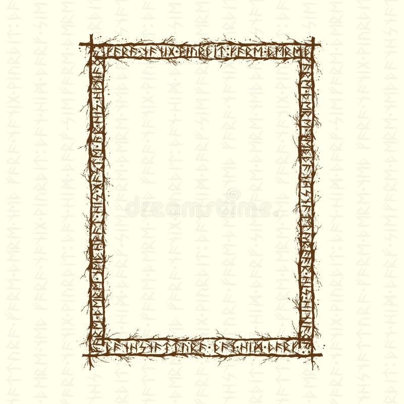 Tree Branch Runes Rectangle Frame Stock Vector - Illustration of vector ...