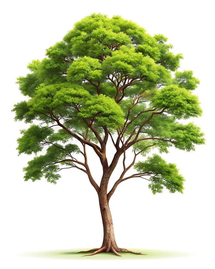 Tree Branch Side View on White Background Stock Illustration ...