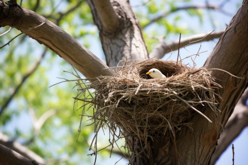 A Tree Branch Supporting a Birds Nest Stock Image - Image of habitat ...