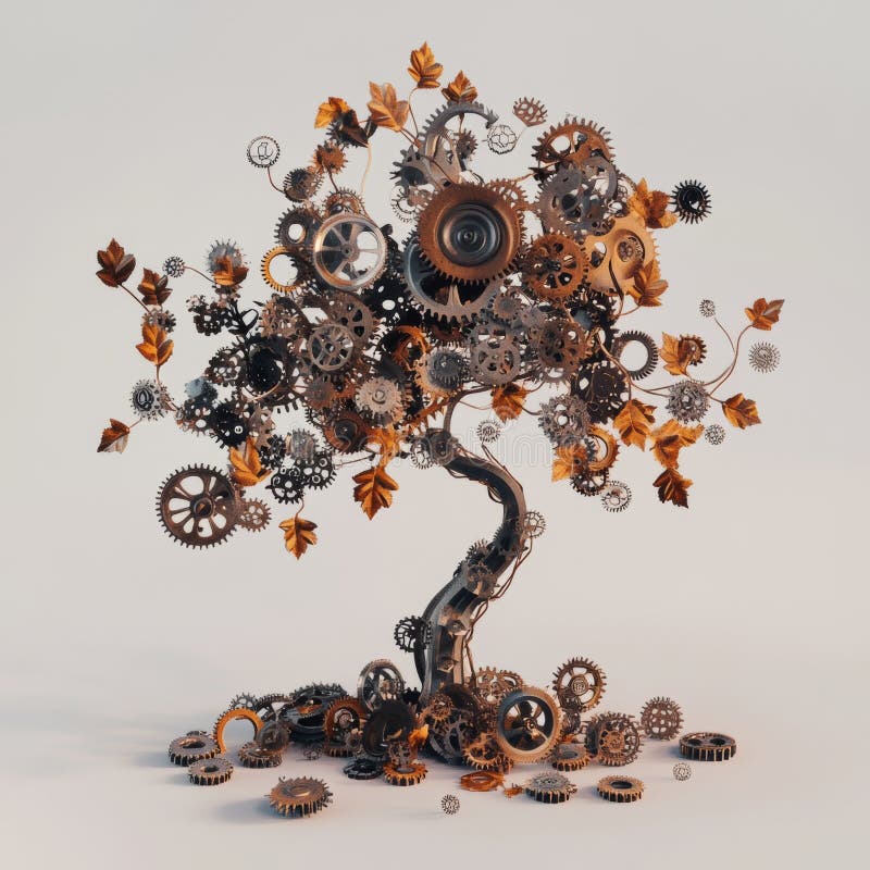 Tree Branches and 3D Abstract Gears Interlocking To Represent ...