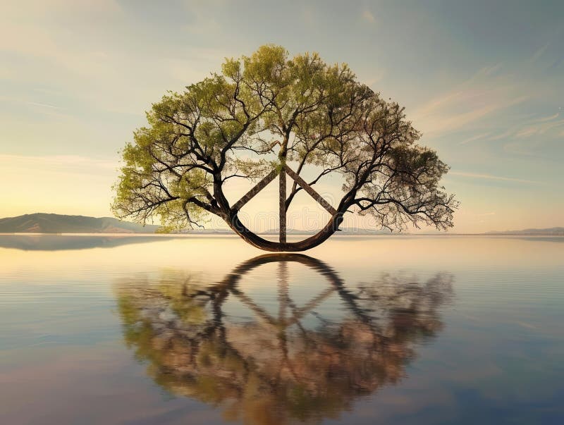 A Tree with Branches Forming a Peace Sign, Symbolizing Peace and Growth ...