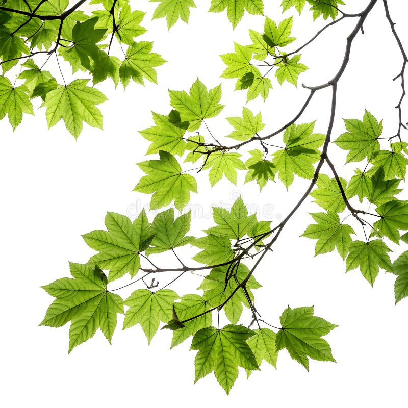 Tree Branches Leaves Flowing Isolated on White Background Stock ...