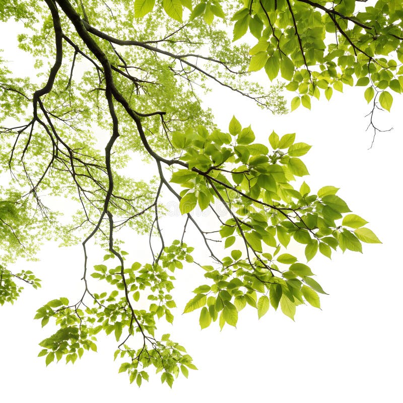 Tree Branches Leaves Flowing Isolated on White Background Stock ...