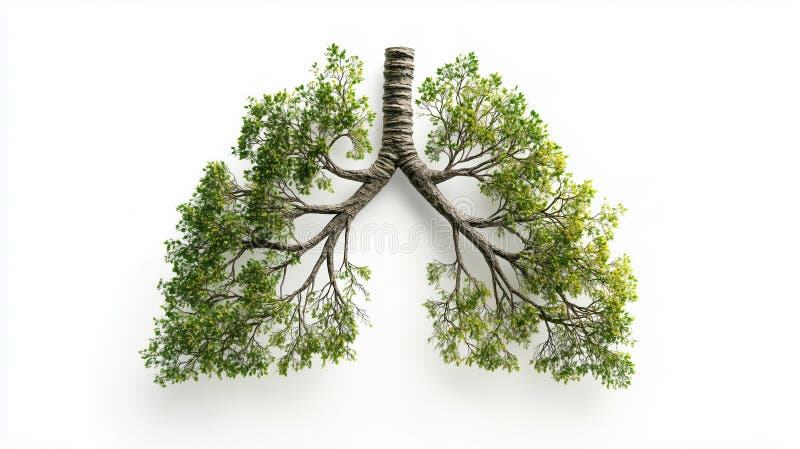 A Tree with Branches and Leaves Shaped Like Human Lungs, Symbolizing ...