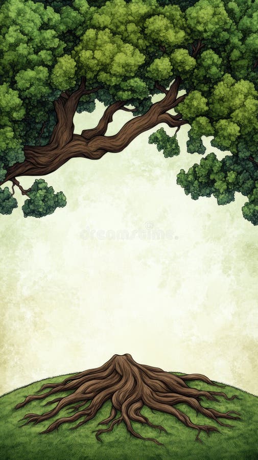 Tree Branches and Roots Symbolize Growth and Connection in a Serene ...