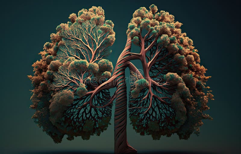 Tree Branches in the Shape of Lungs. Concept of Environmental and ...