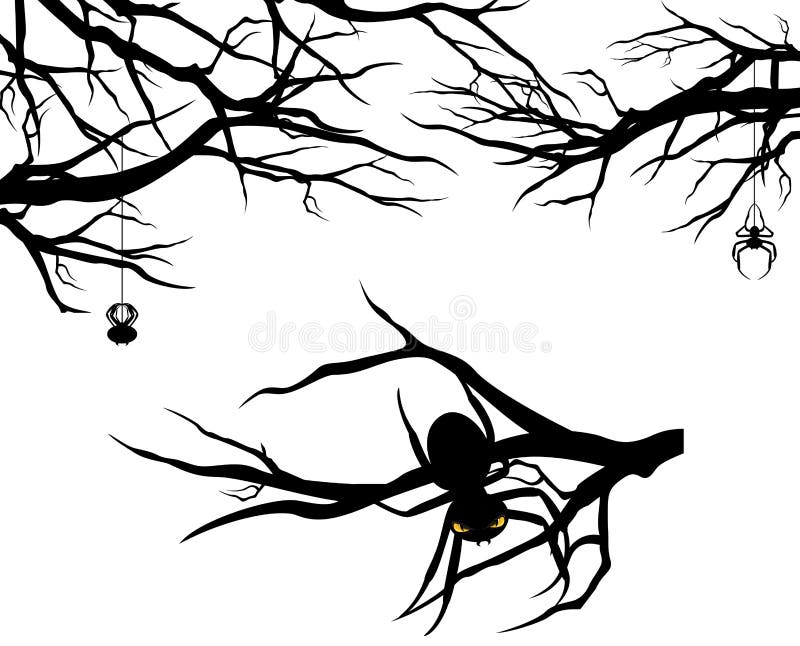 Tree Branches and Spiders Vector Set Stock Vector - Illustration of ...