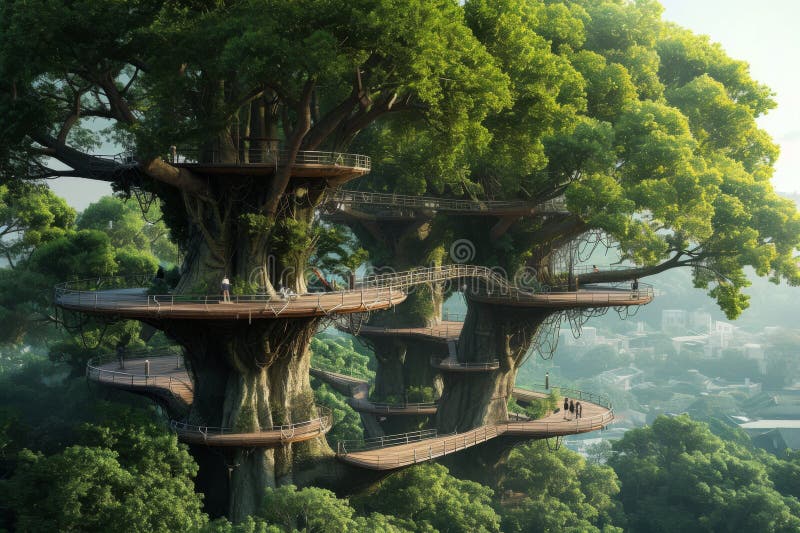 Tree Bridges Connecting Ancient Arboreal Structures in Dense Forest ...