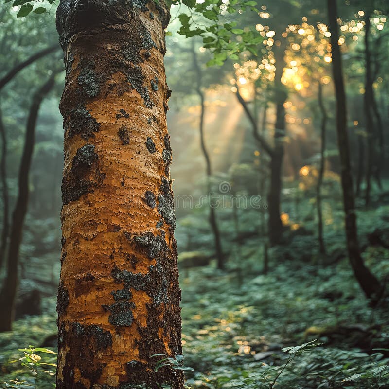 Tree with a Brown Trunk and Green Leaves Stock Photo - Image of plant ...