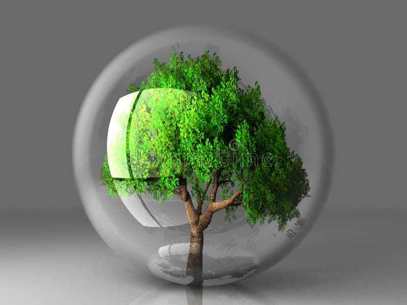 Bubble with tree stock illustration. Illustration of shiny - 8192248