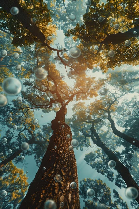 A Tree with Bubbles Floating in the Air. Ideal for Nature and Abstract ...