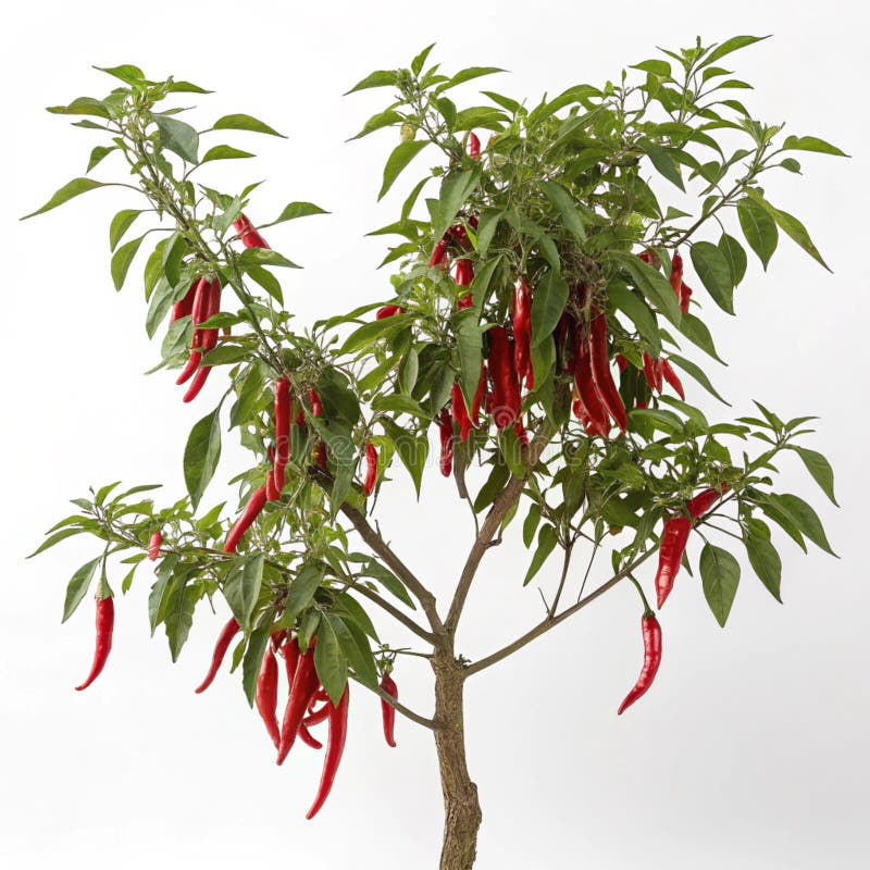 A Tree with Bunch of Chili Peppers Stock Illustration - Illustration of ...