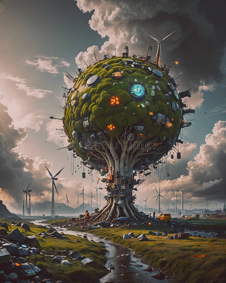 A Tree with a Bunch of Different Things Around it Stock Illustration ...