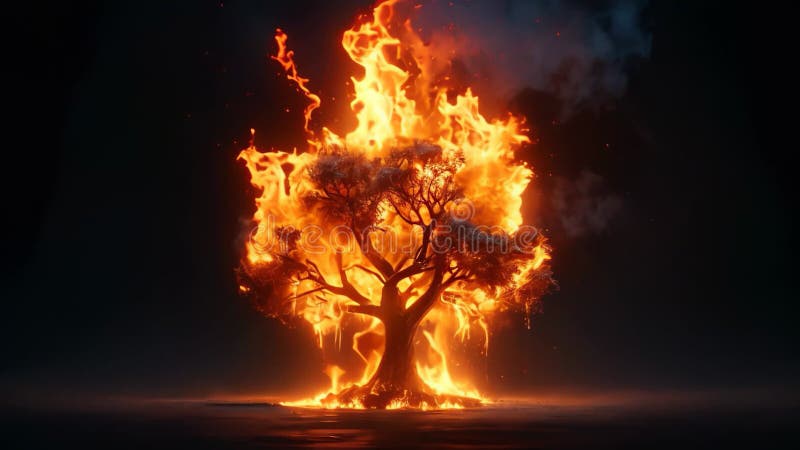 Tree is Burning with Big Flames Stock Video - Video of nature ...
