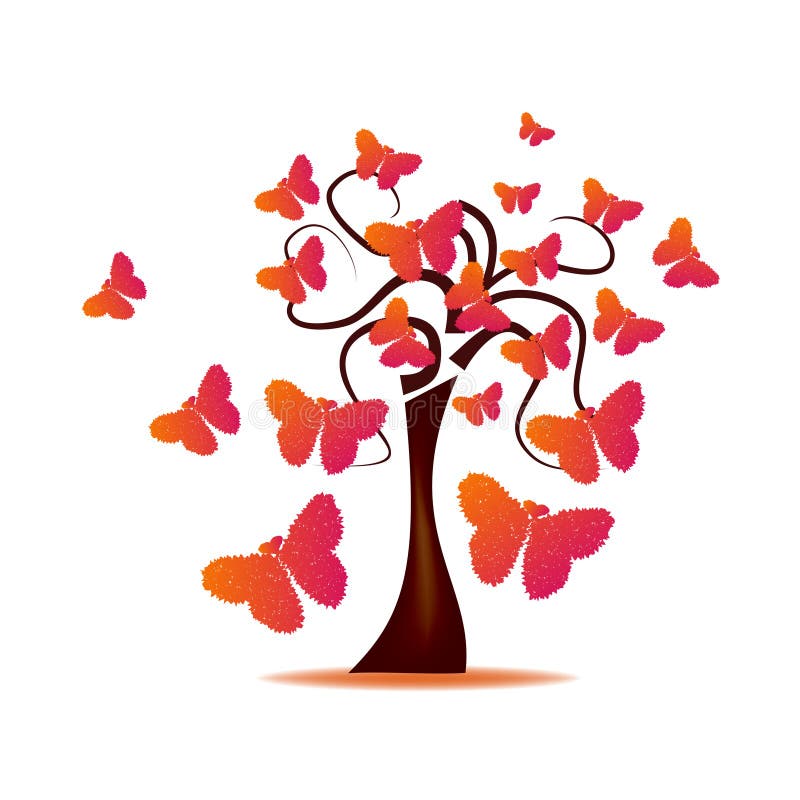 Tree with Butterflies Formed by Hearts Stock Image - Image of brands ...