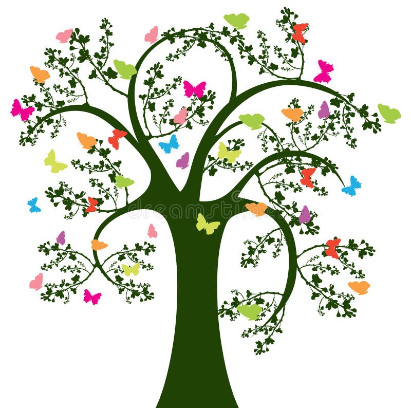 Tree with butterfly stock vector. Illustration of cartoon - 17857470