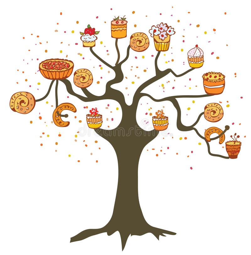 Tree with Cakes - Concept for the Bakery Stock Vector - Illustration of ...