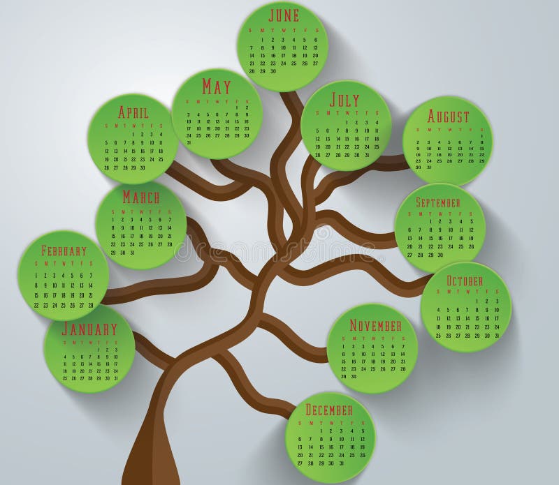 Calendar Tree 2015 for Your Design Stock Vector - Illustration of march ...