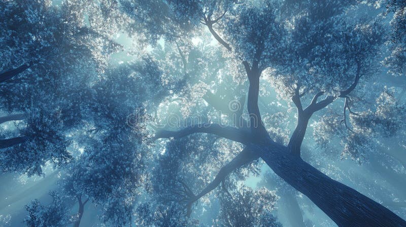 Tree Canopy with Filtered Light and Sky Visible. Stock Image - Image of ...