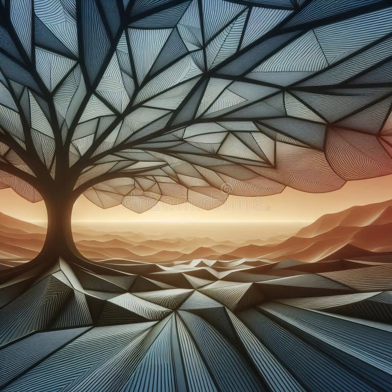 Tree Canopy a Stylized Geometric Landscape with a Leaf Inspire Stock ...