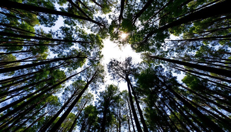 Tree Canopy View from Below, Forest Nature and Upward Perspective ...