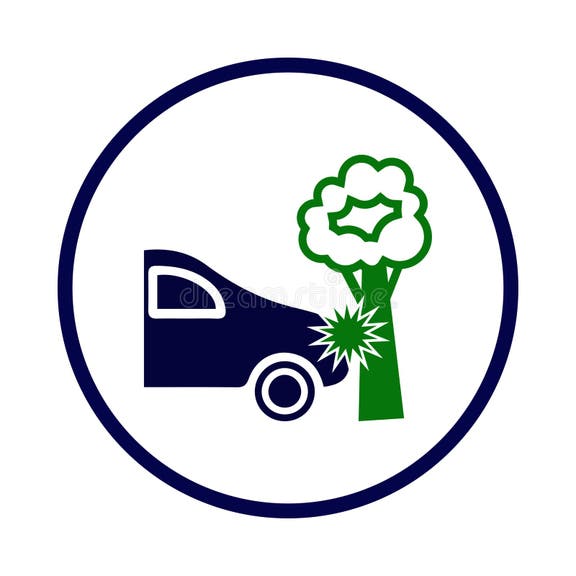 Tree, Car, Accident, Tree Fall, Tree Fell on the Car Hood Icon Stock ...