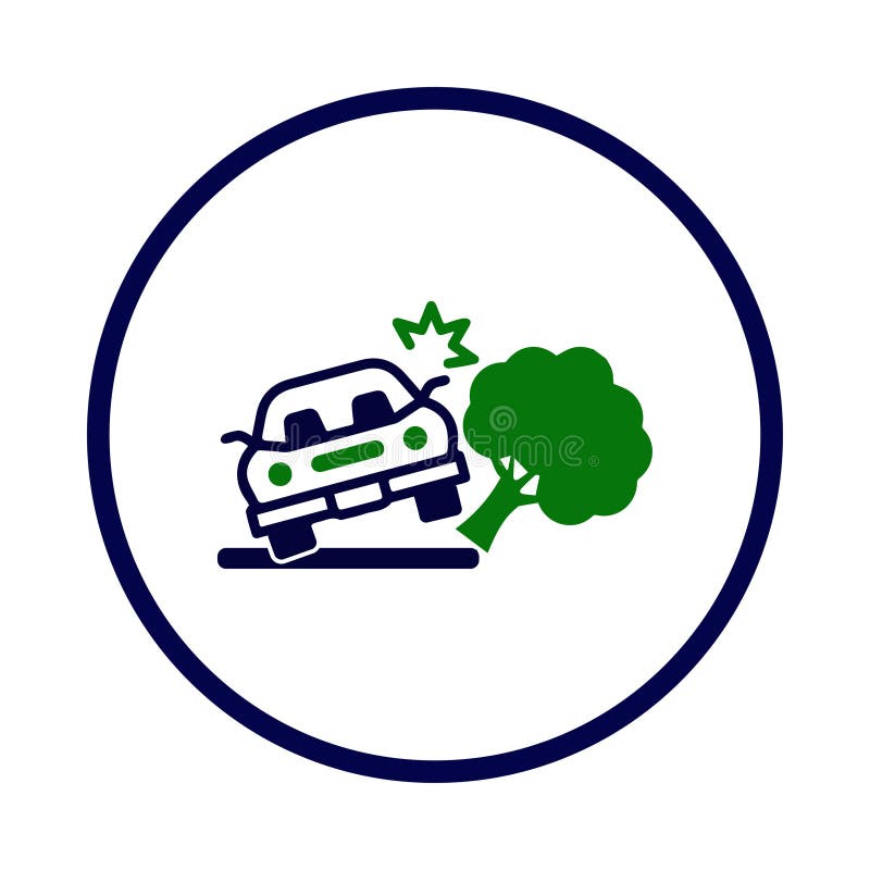 Tree, Car, Accident, Tree Fall, Tree Fell on the Car Hood Icon Stock ...