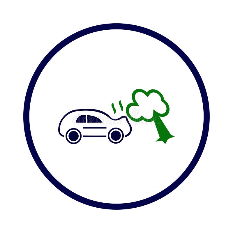 Tree, Car, Accident, Tree Fall, Tree Fell on the Car Hood Icon Stock ...