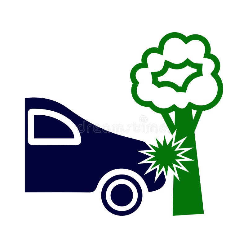 Tree, Car, Accident, Tree Fall, Tree Fell on the Car Hood Icon Stock ...