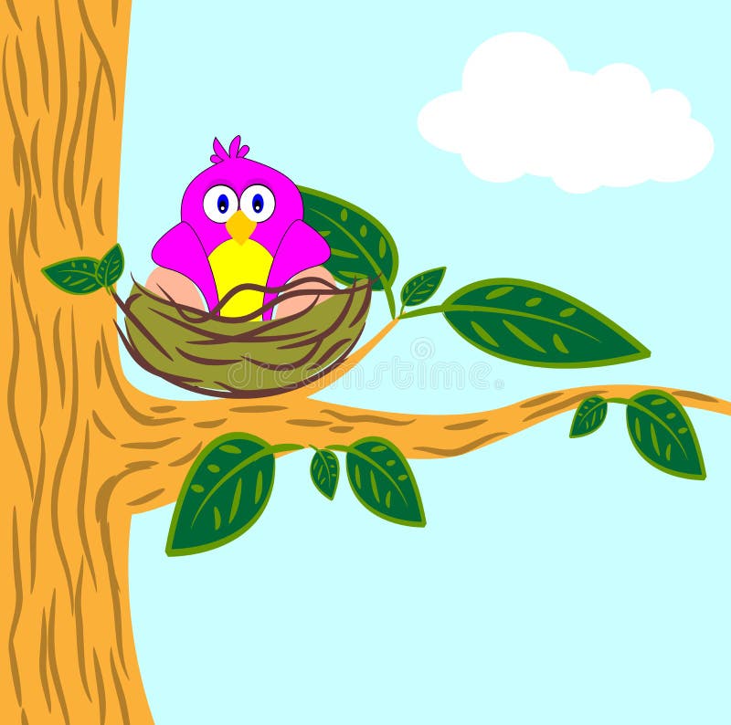 Tree cartoon stock vector. Illustration of bird, white - 26973171