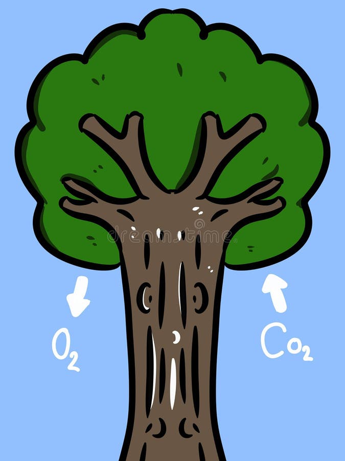 Tree Cartoon on Blue Background Stock Illustration - Illustration of ...