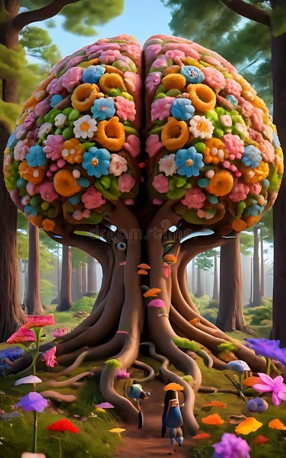 A Tree with a Cartoon Image of a Tree with a Cartoon Character on it ...