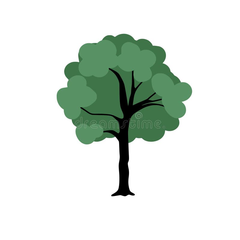 Greenery Tree Cartoon Vector Illustration Isolated on White Background ...