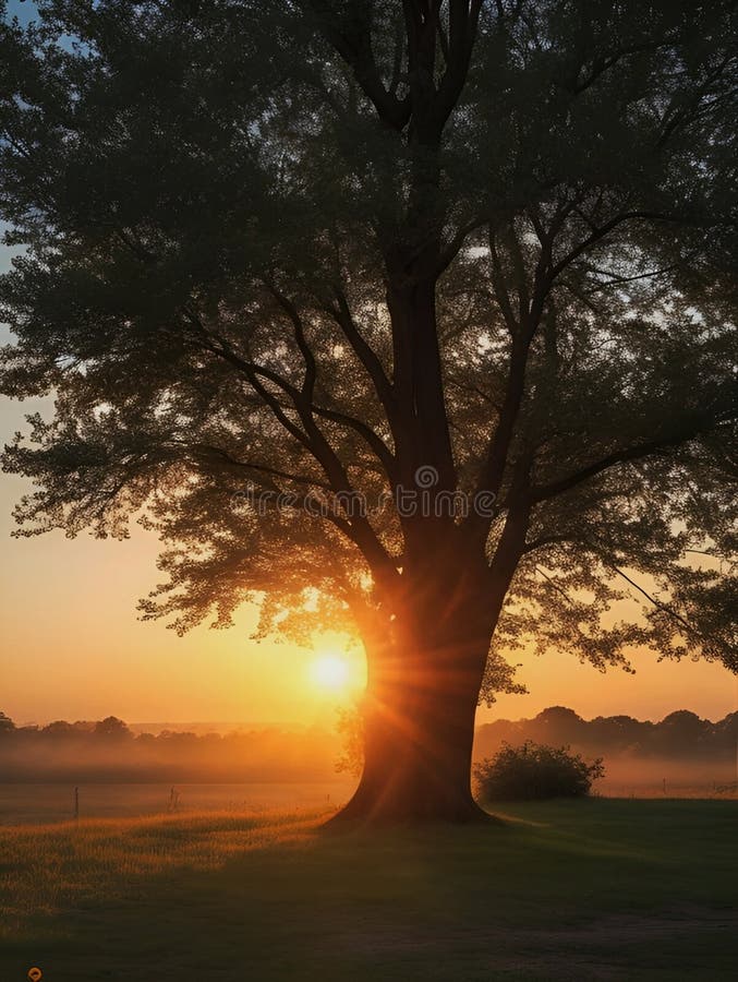 Tree is Celebrating for a Shiny Morning. Stock Photo - Image of leaves ...