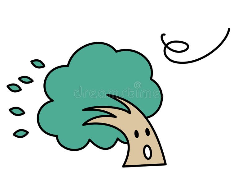 A Tree Character that is Blown by a Strong Wind Stock Vector ...