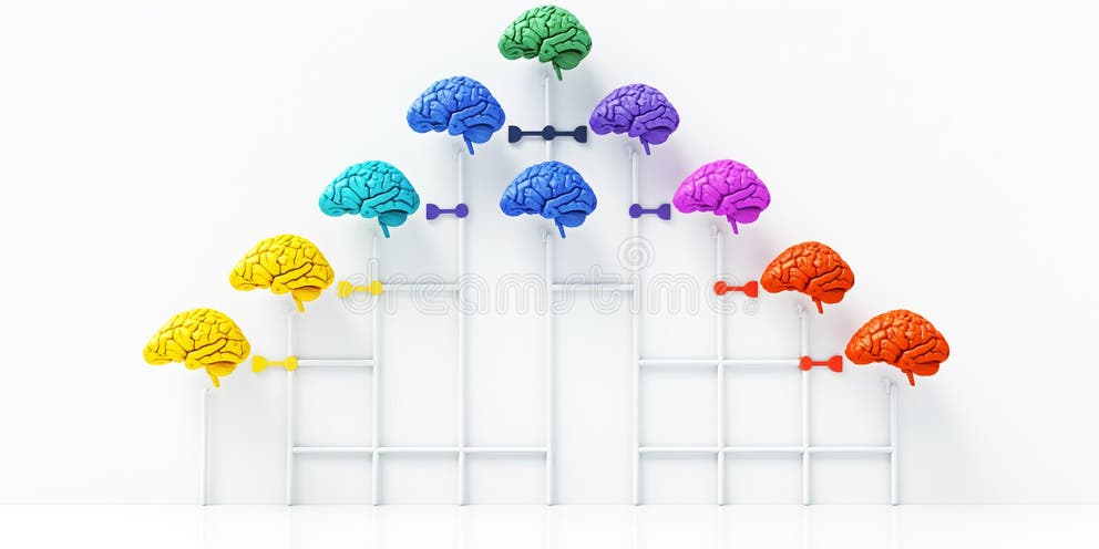 Multicolor 3d Render Brain Chart Stock Illustration - Illustration of ...