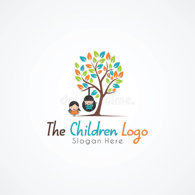 Tree and Children Logo Template. Vector Illustrator Eps.10 Stock ...